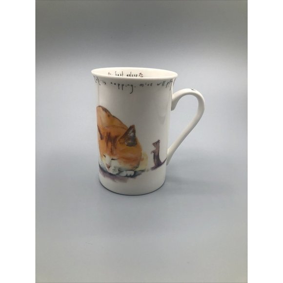Dining | Kent Pottery Fast Asleep White Coffee Mug Cup With Cat And ...